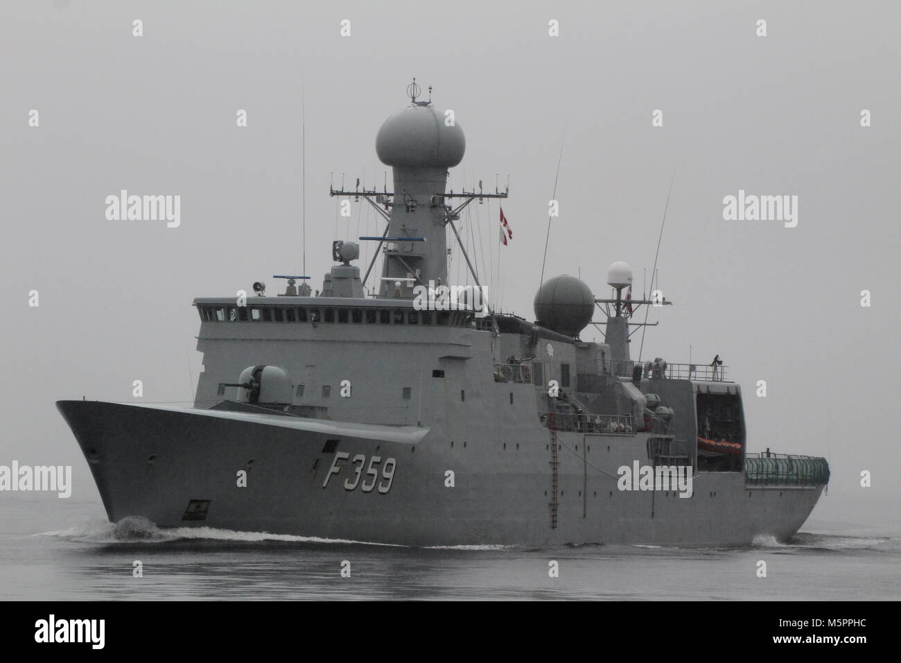 KDM Vaederren (F359), a Thetis-class frigate operated by the Royal ...
