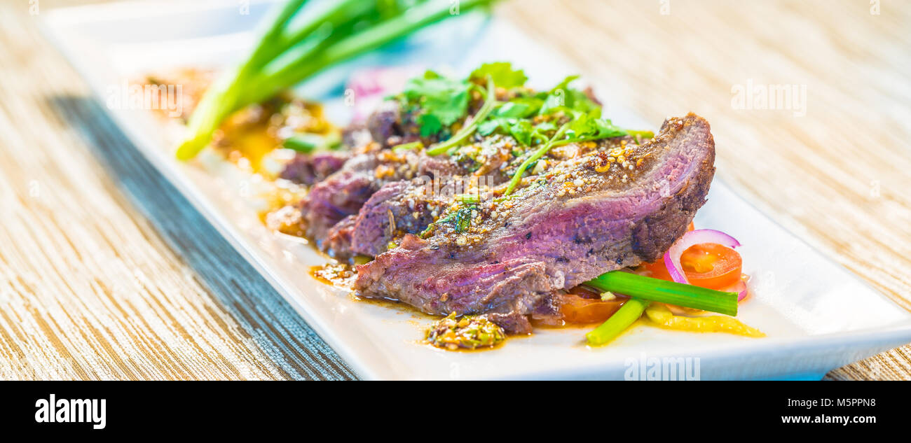 Beef steak, fine dining set Stock Photo - Alamy