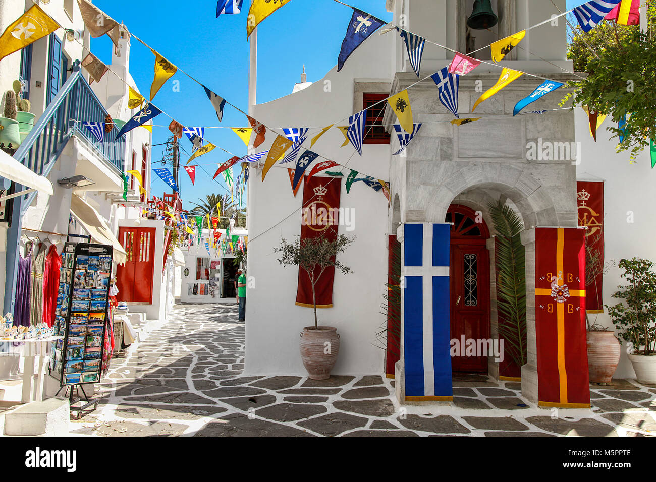 Mykonos: July 4 . Small Greek Orthodox church celebrating the churches ...