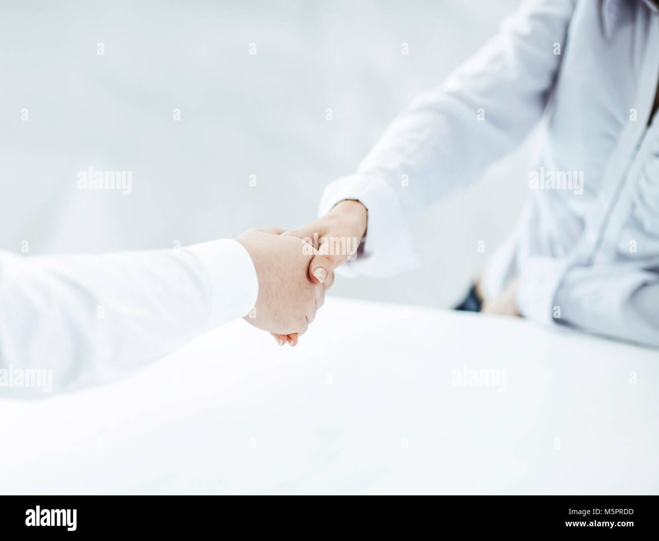 handshake Manager and client on a background of bright office Stock ...