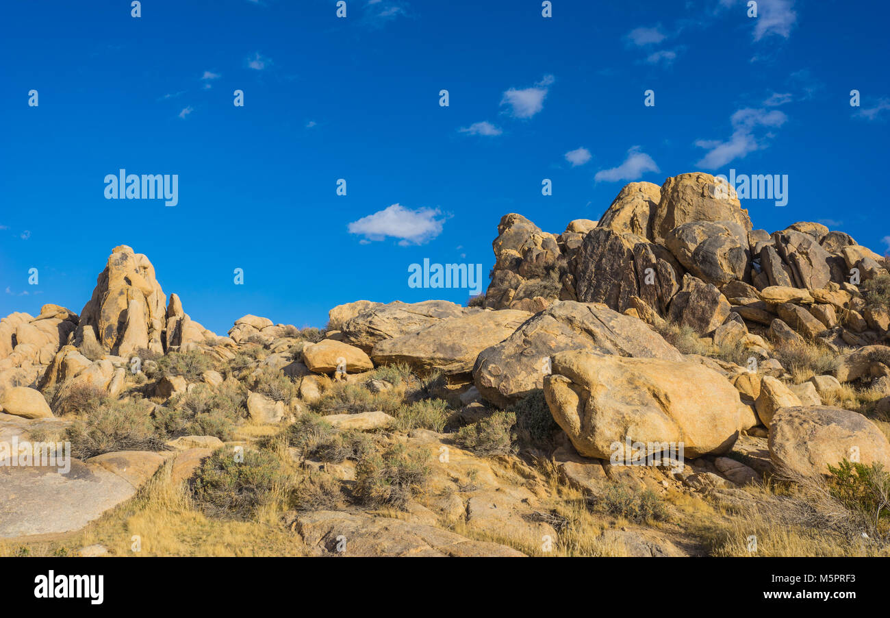 Mojave Desert in southern California holds a pile of boulders deep in ...