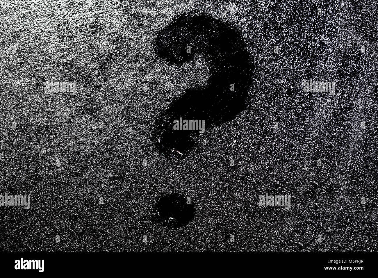 interrogative sign on misted glass, background image? sign Stock Photo ...