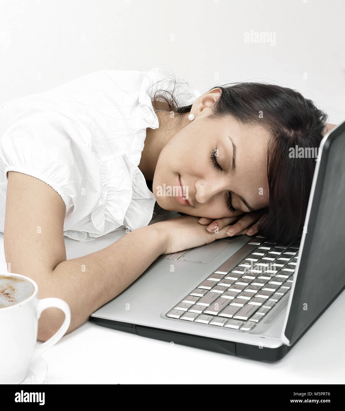 Woman sleeping on keyboard laptop hi-res stock photography and images ...