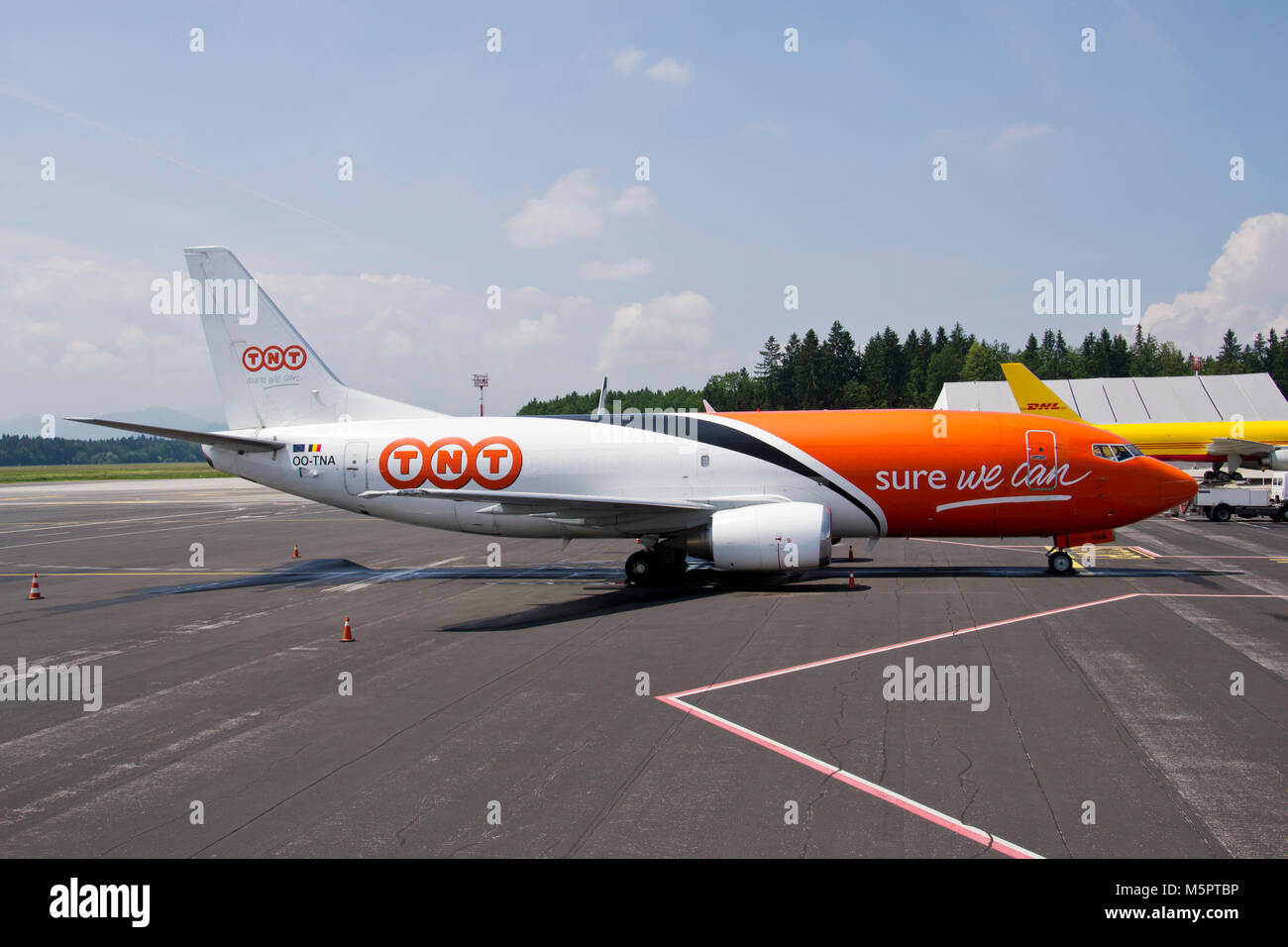 LJUBLJANA, SLOVENIA - MAY 30, 2012: A TNT aircraft at the Jože Pučnik ...