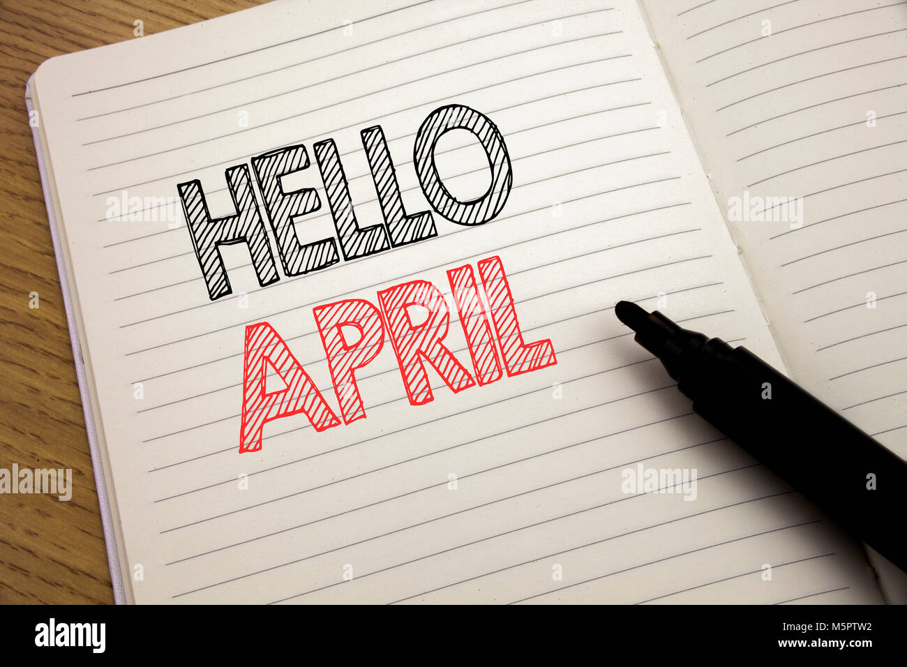 Handwriting Announcement text showing Hello April. Business concept for ...