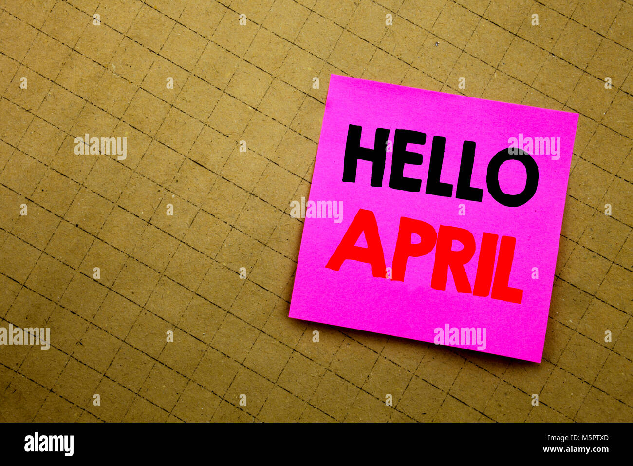 Handwritten text caption showing Hello April. Business concept writing ...