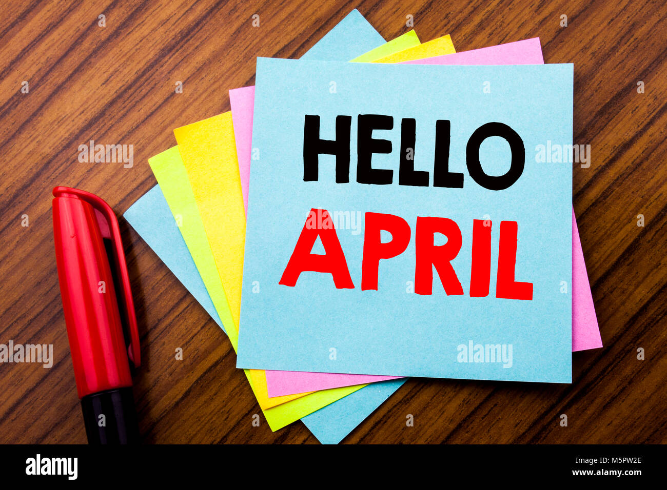 Handwriting Announcement text Hello April. Concept for Spring Welcome ...
