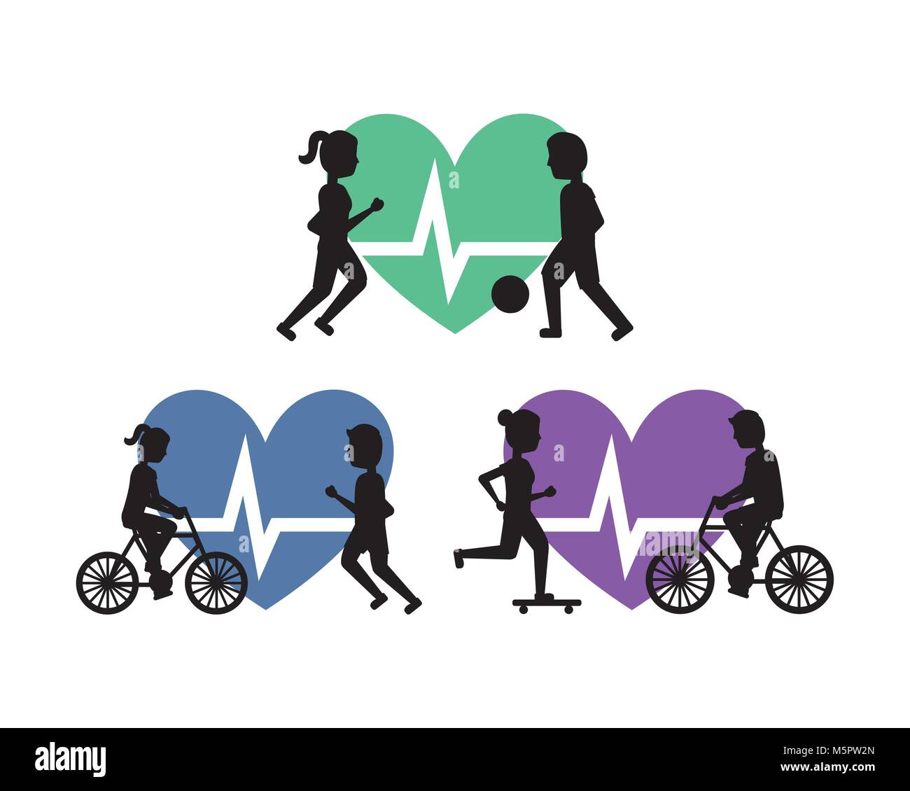 set of people healthy lifestyle exercise activity Stock Vector Image ...