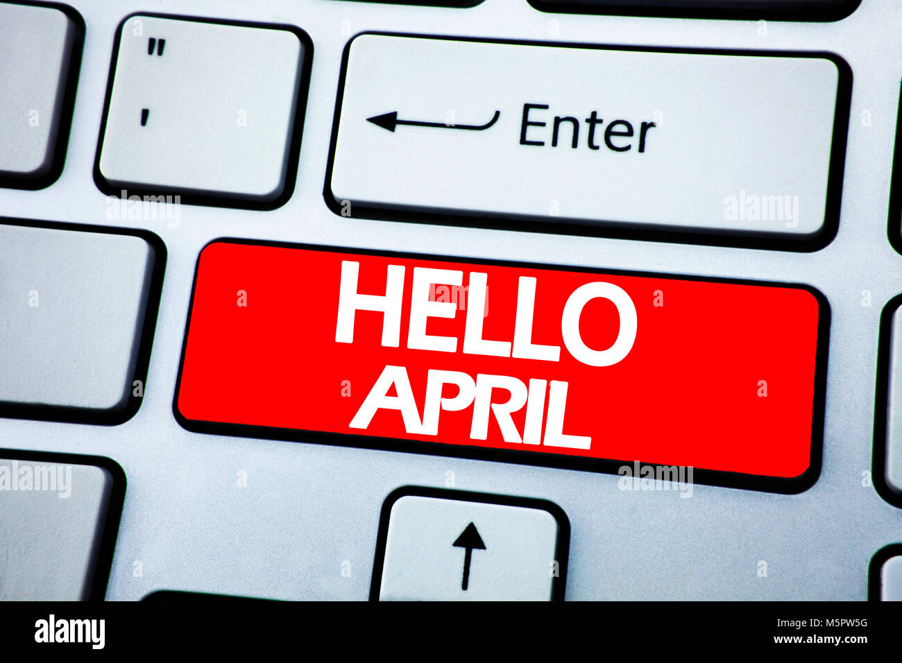 Handwriting Announcement text showing Hello April. Business concept for ...