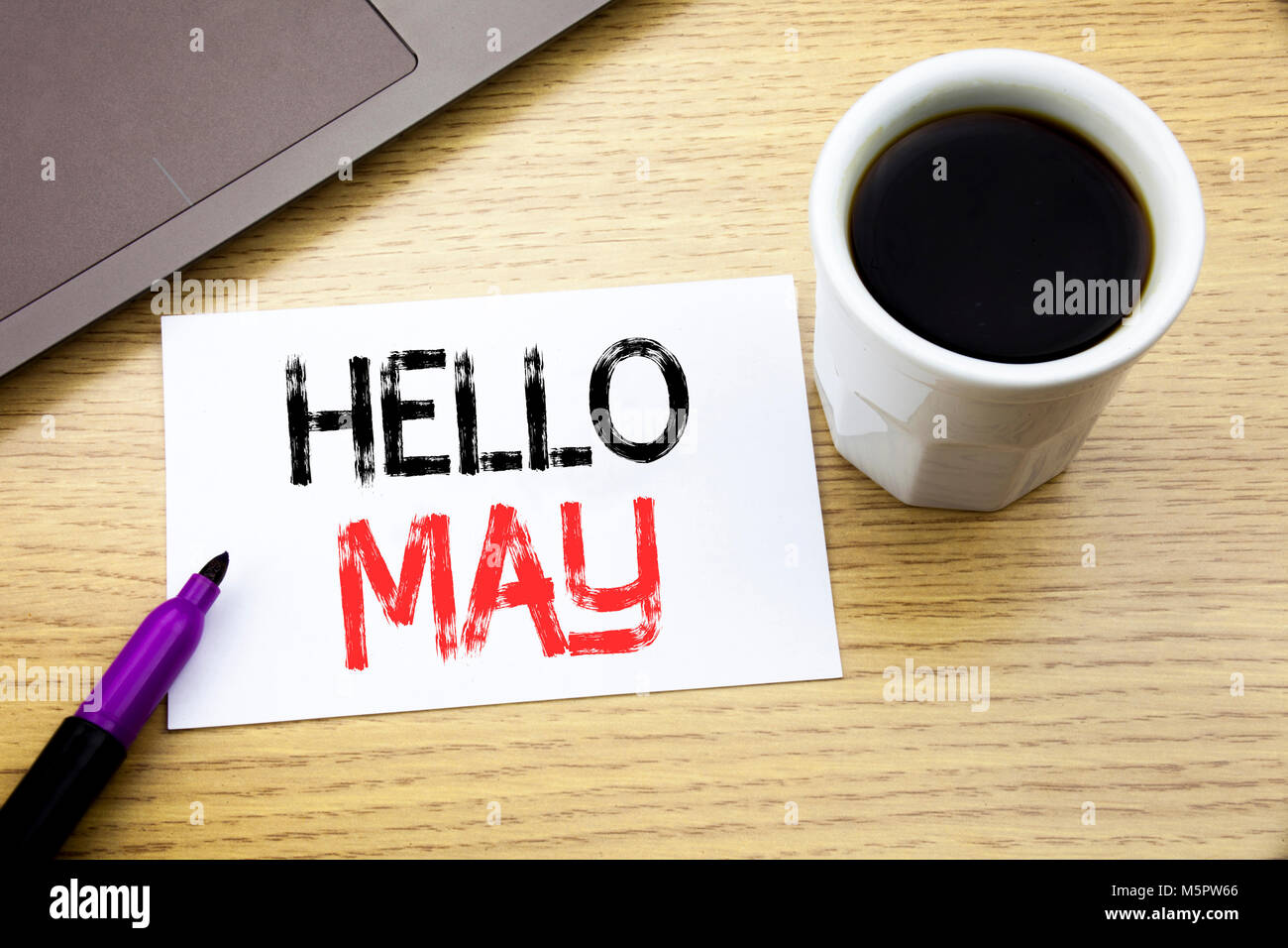 Handwriting Announcement text showing Hello May Month. Business concept ...