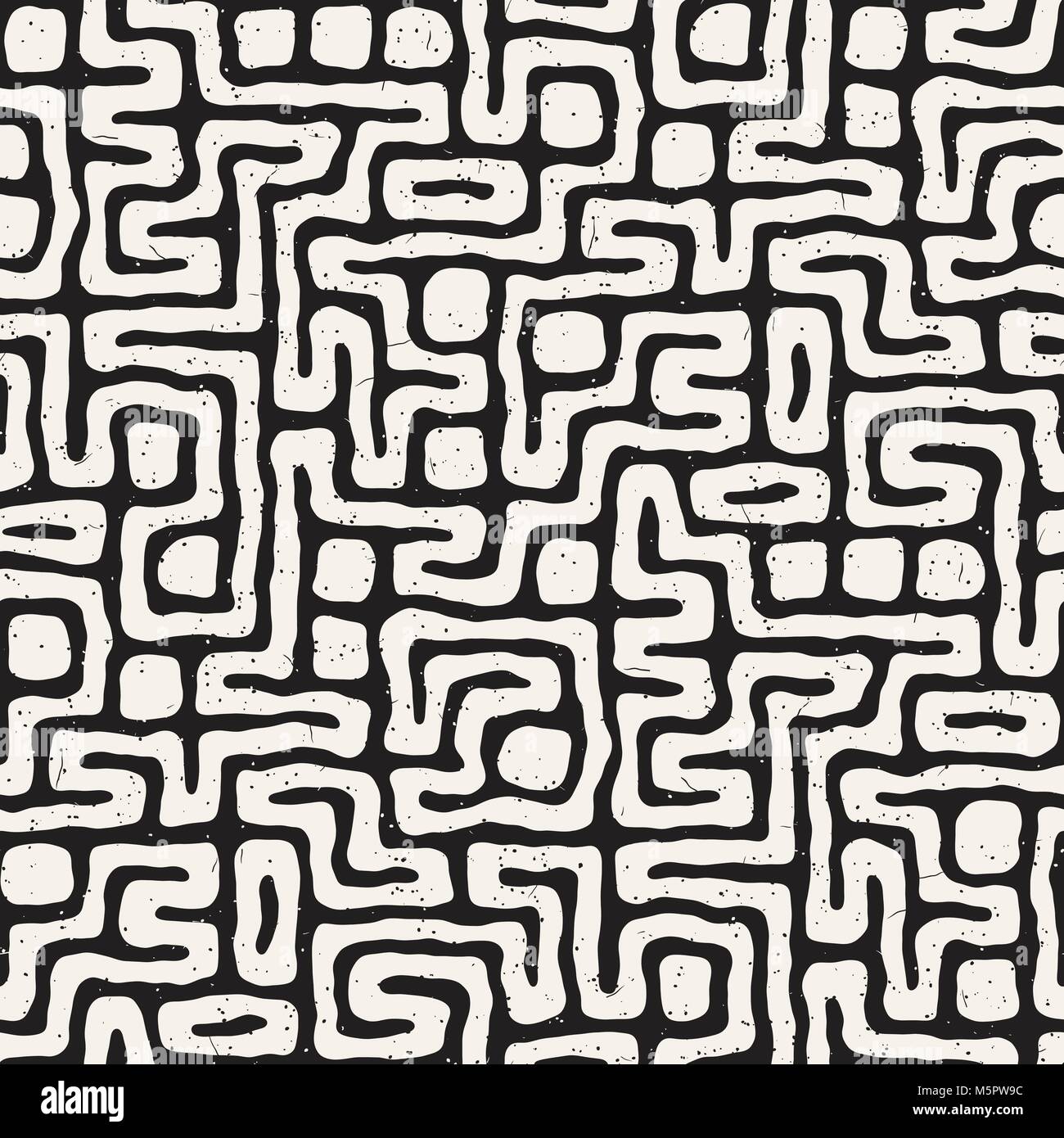 Seamless pattern with maze lines. Monochrome abstract background ...