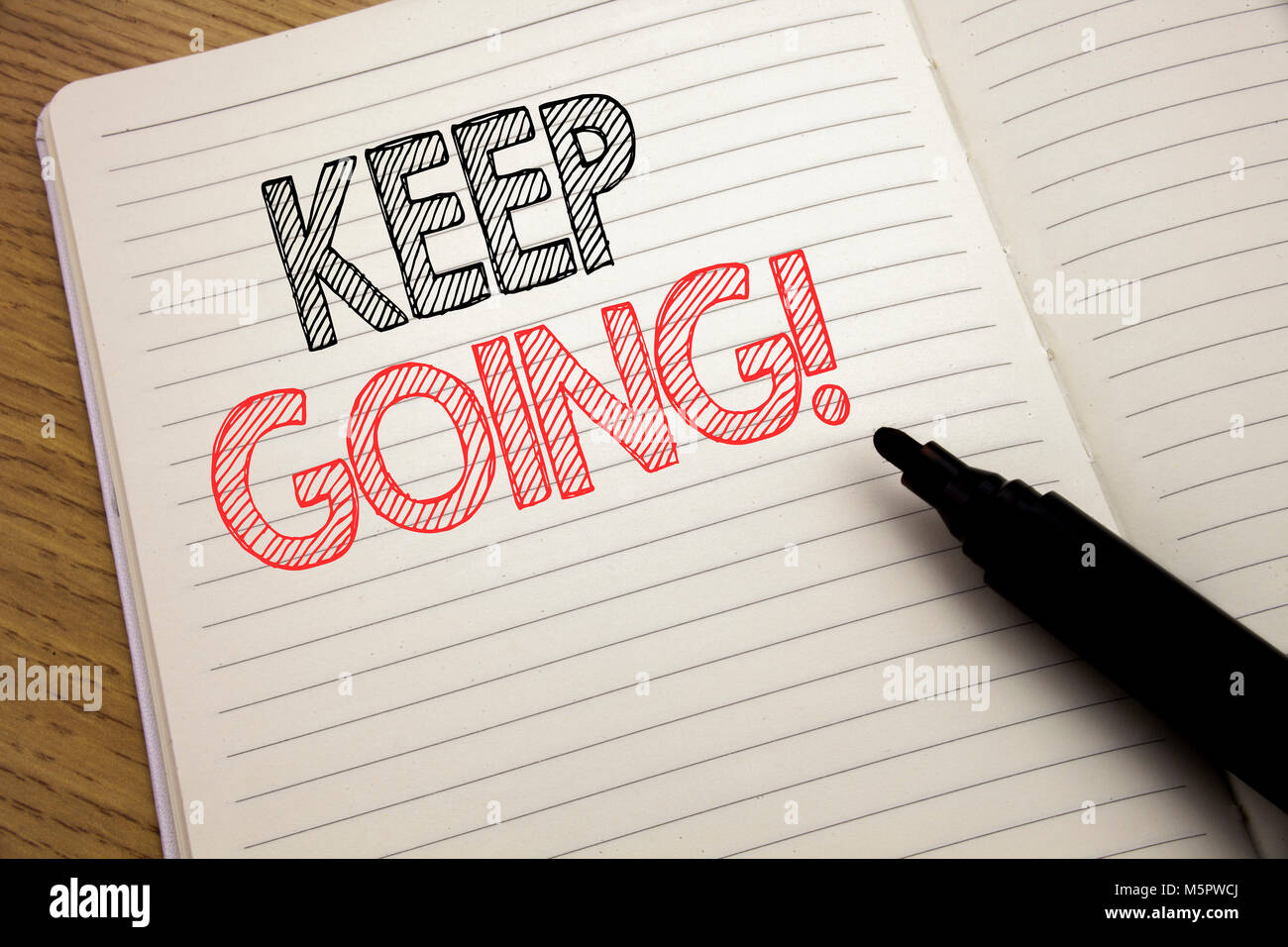 Handwriting Announcement text showing Keep Going. Business concept for ...