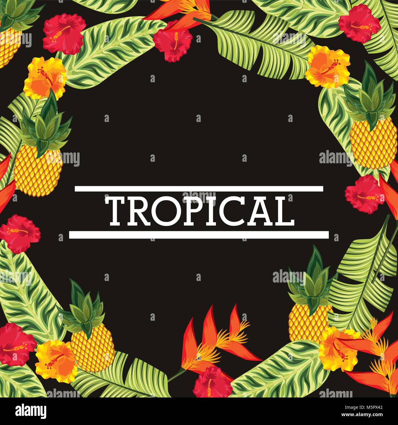 tropical flower leaves card Stock Vector Image & Art - Alamy