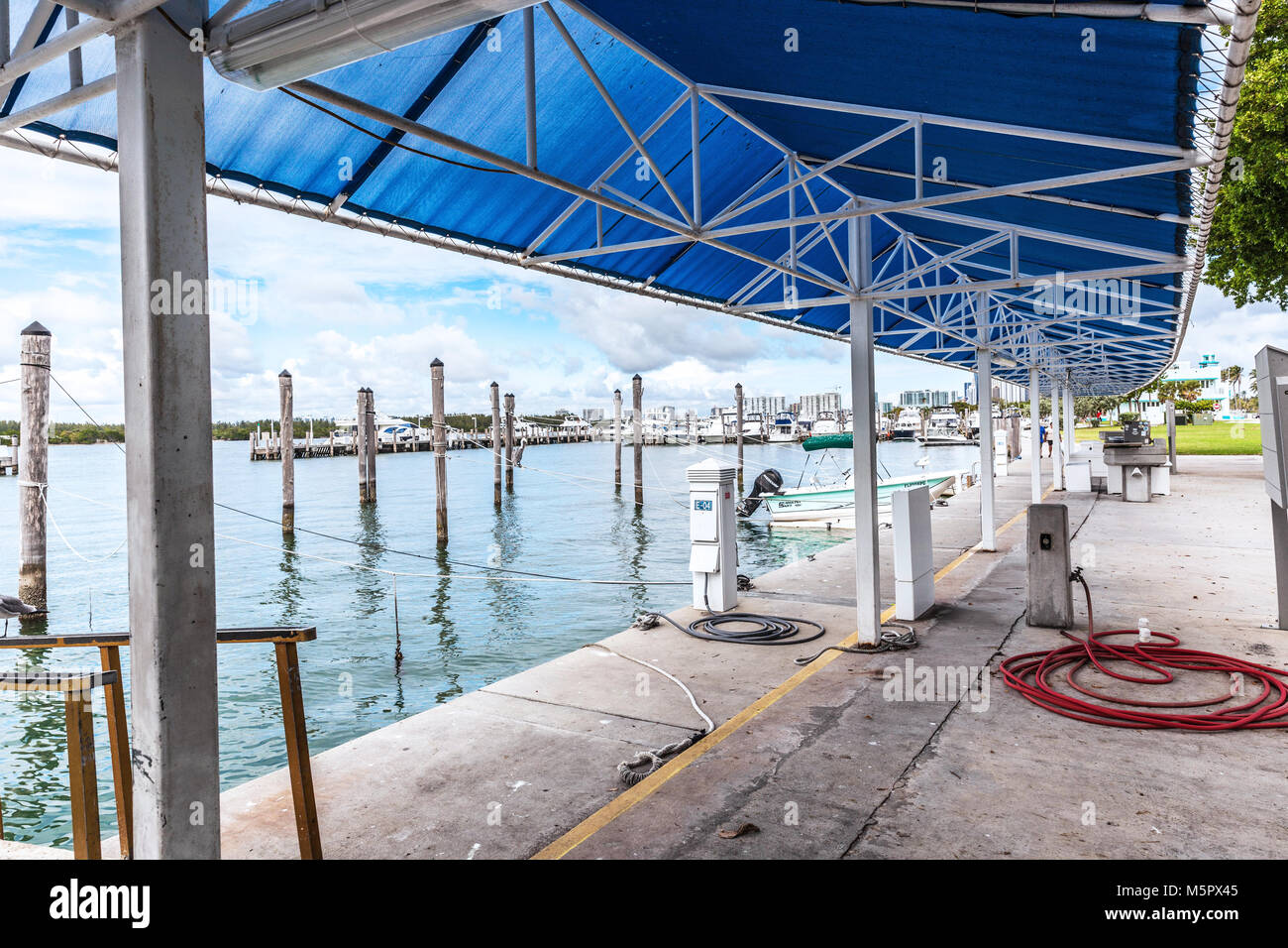 A long roof canopy , Bill Bird Marina, Haulover Park, Miami, Florida ...