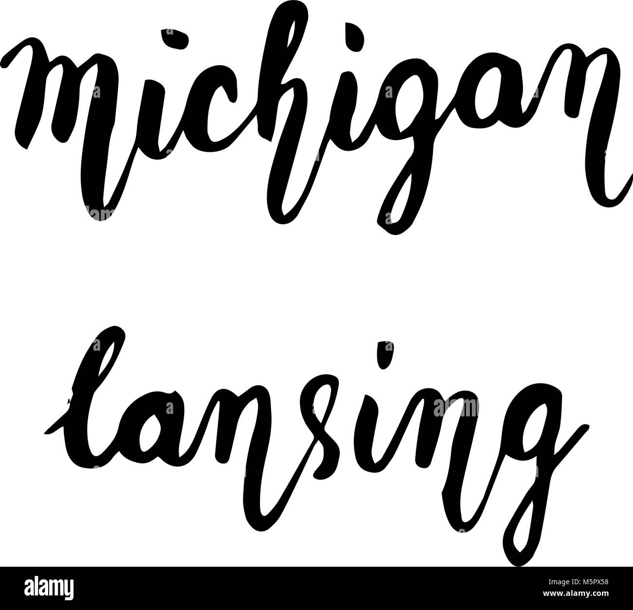 State USA Michigan and capital Lansing hand lettering element isolated ...