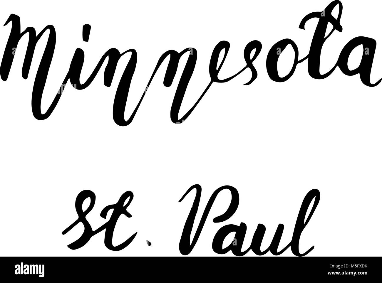 State USA Minnesota and capital St. Paul hand lettering element ...