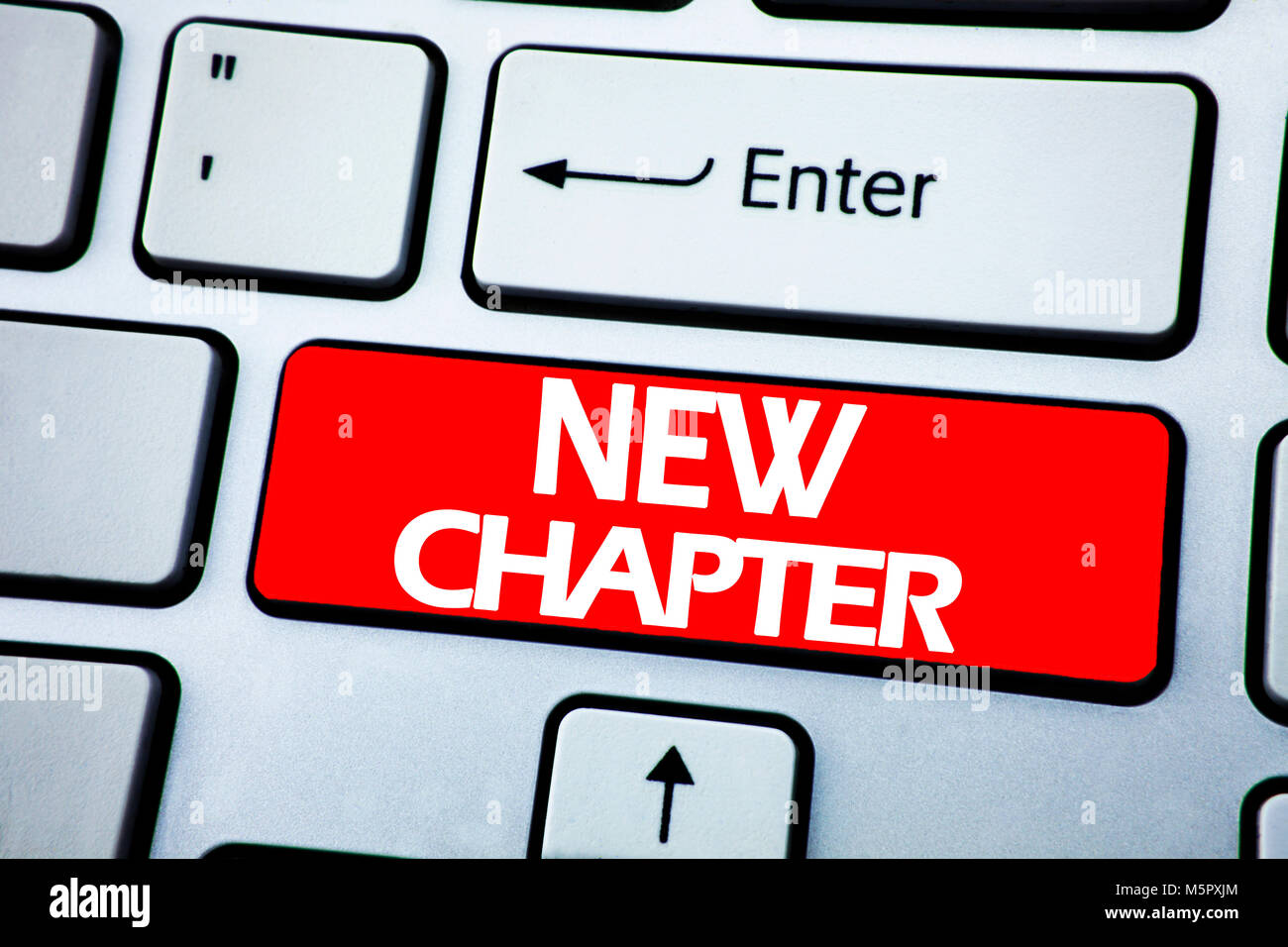 Handwriting Announcement text showing New Chapter. Business concept for ...