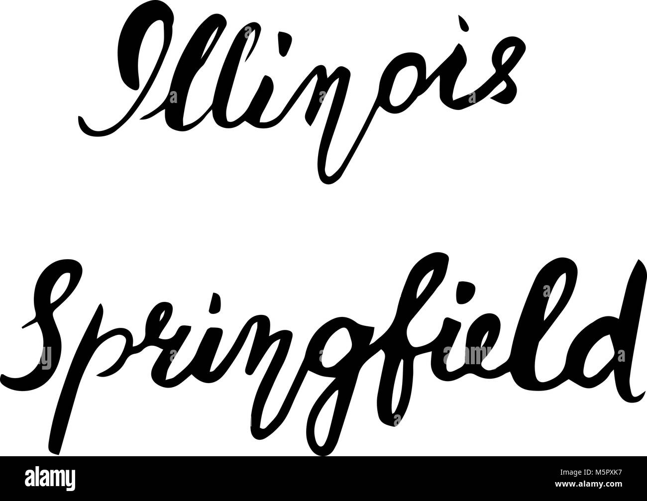 State USA Illinois and capital Springfield hand lettering element ...