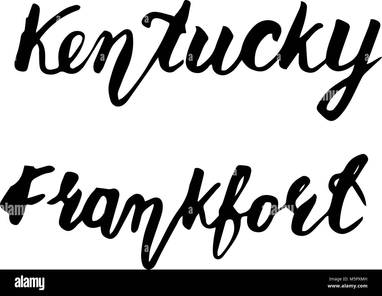 State USA Kentucky and capital Frankfort hand lettering element ...