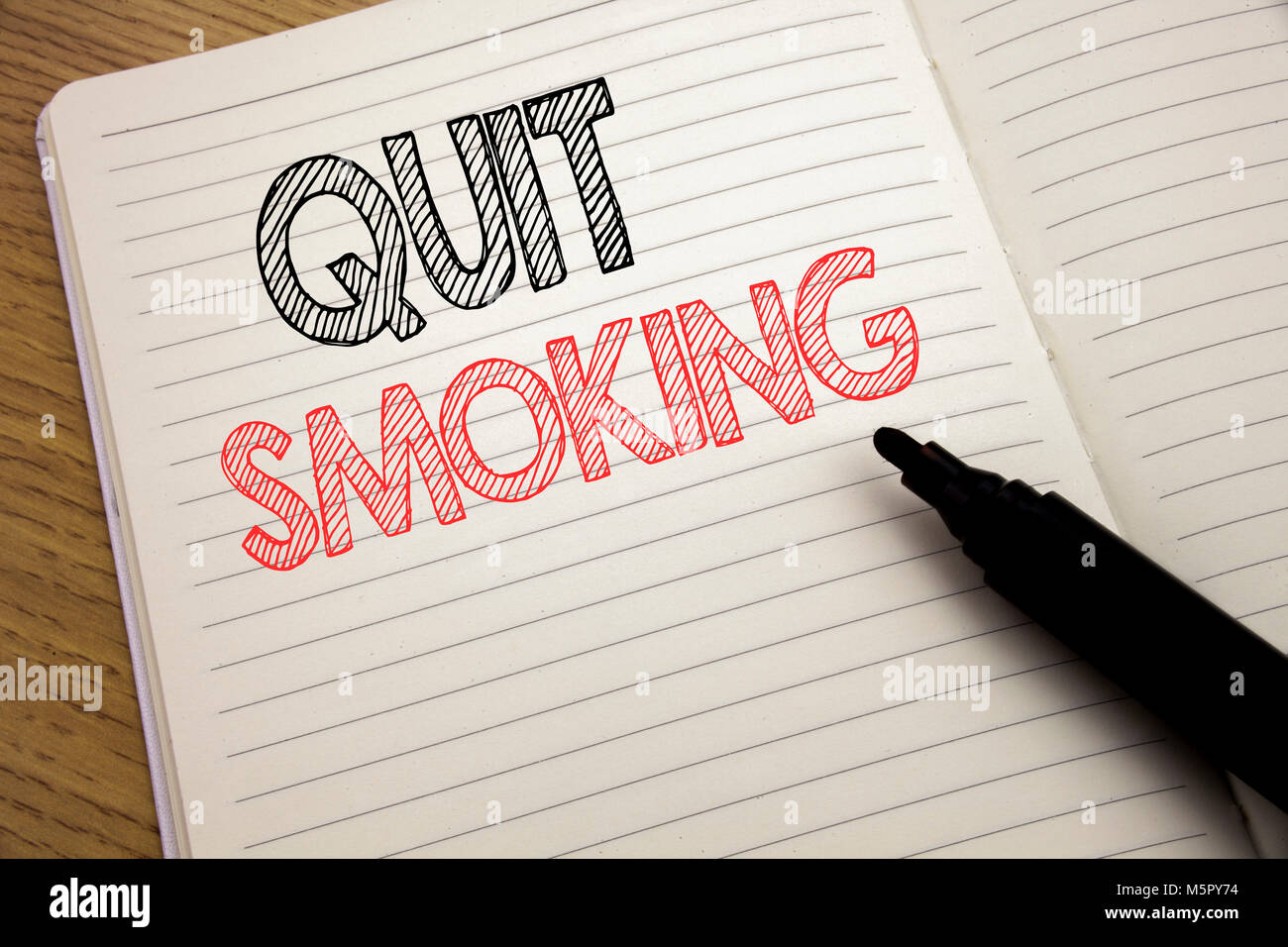 Handwriting Announcement text showing Quit Smoking. Business concept ...