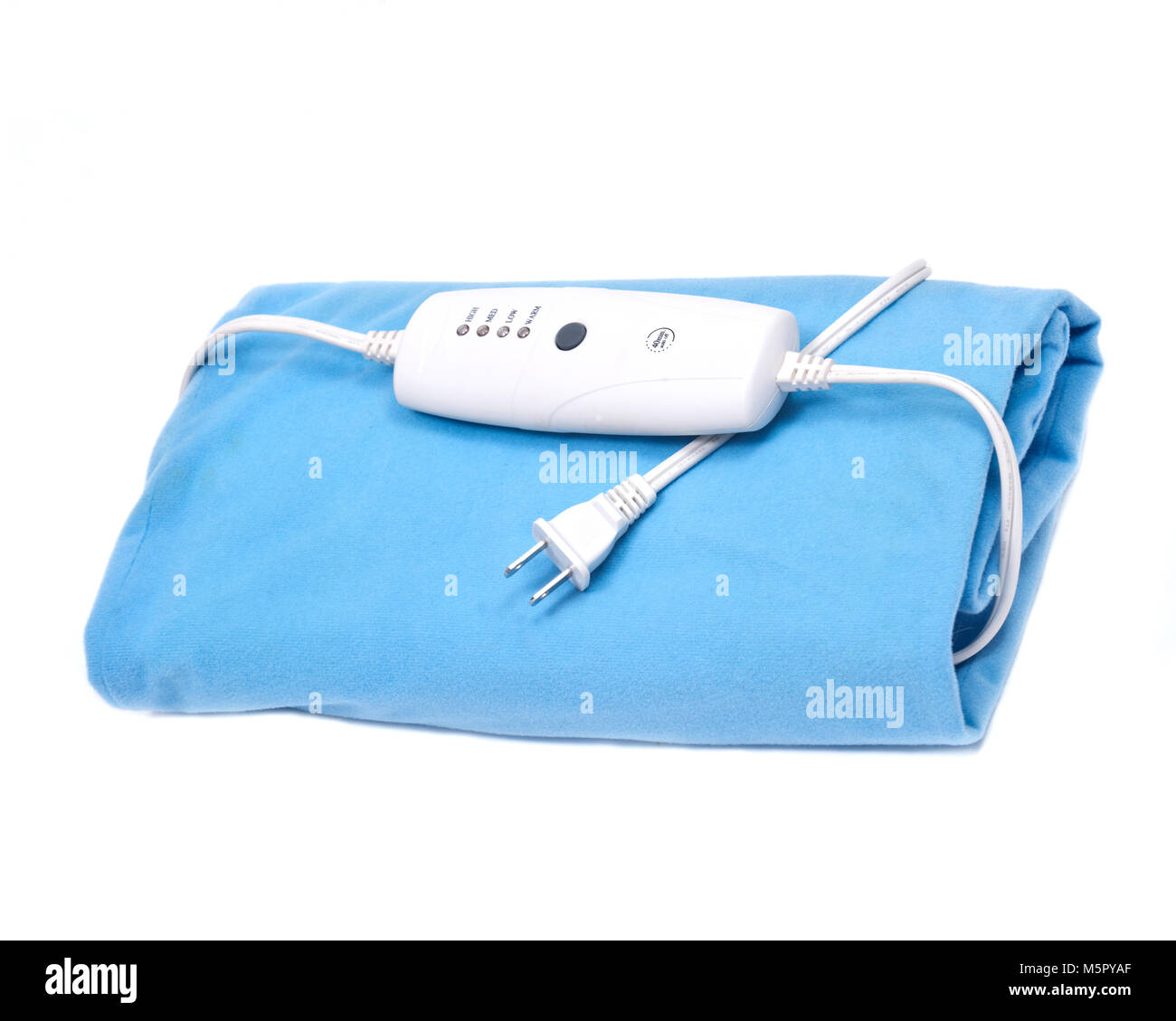 Blue electric heating pad isolated on white background Stock Photo - Alamy