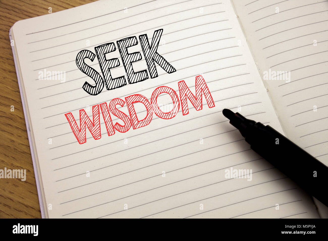 Handwriting Announcement text showing Seek Wisdom. Business concept for ...