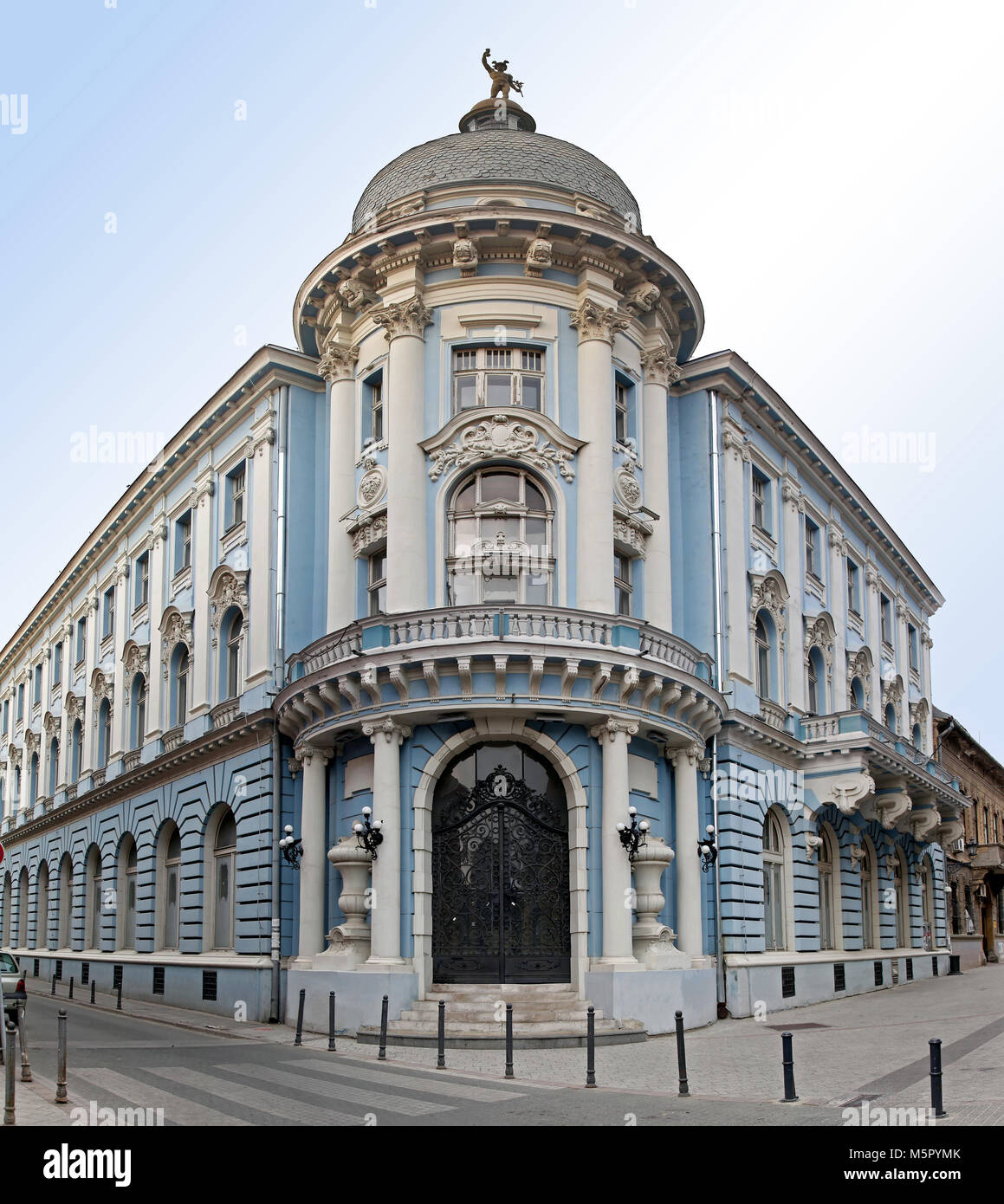 Old architecture urban building with blue facade Stock Photo - Alamy