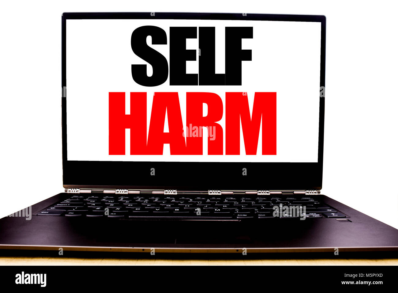 Handwritten text showing Self Harm. Business concept writing for ...