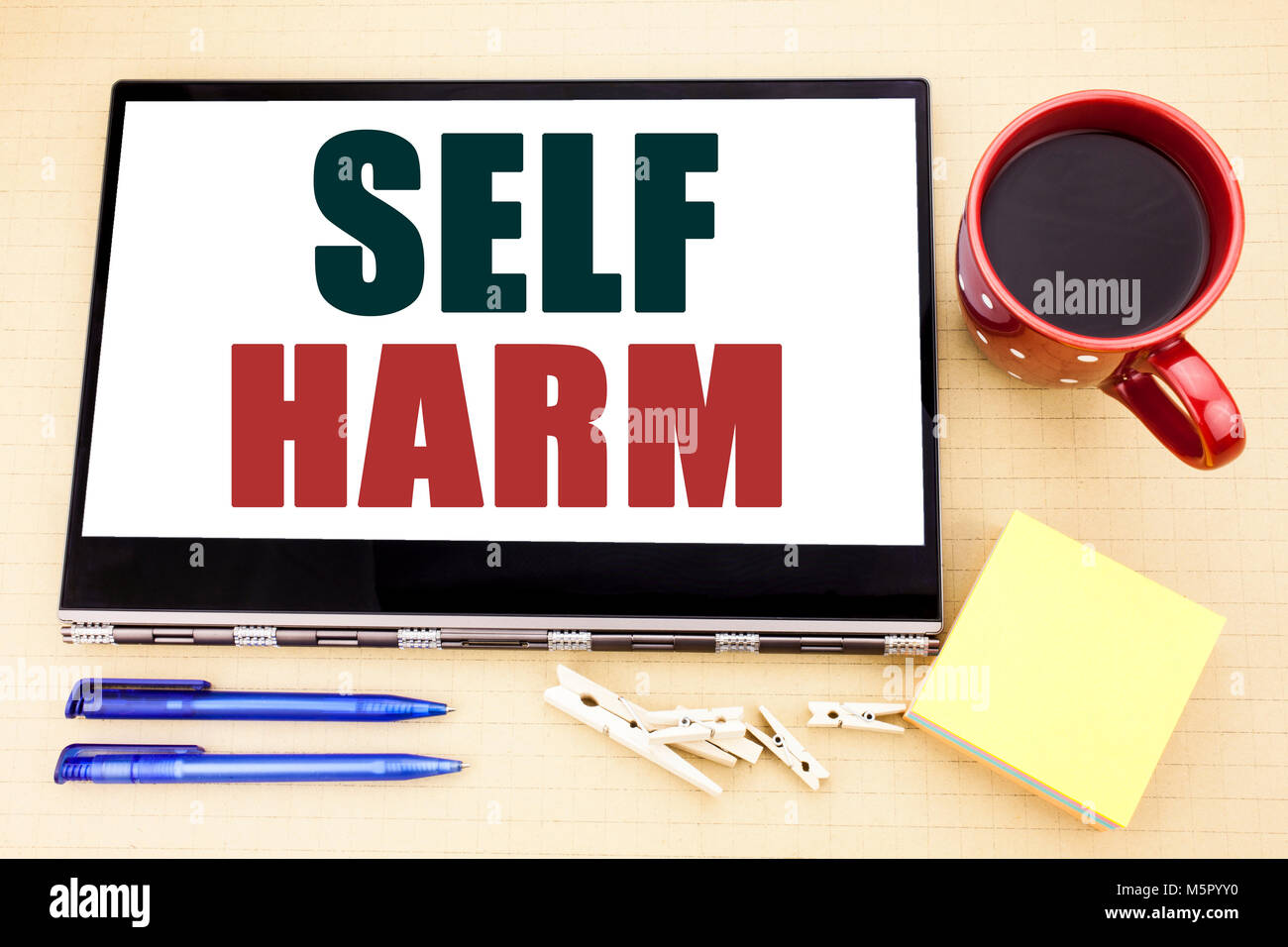 Hand writing text caption inspiration showing Self Harm. Business ...