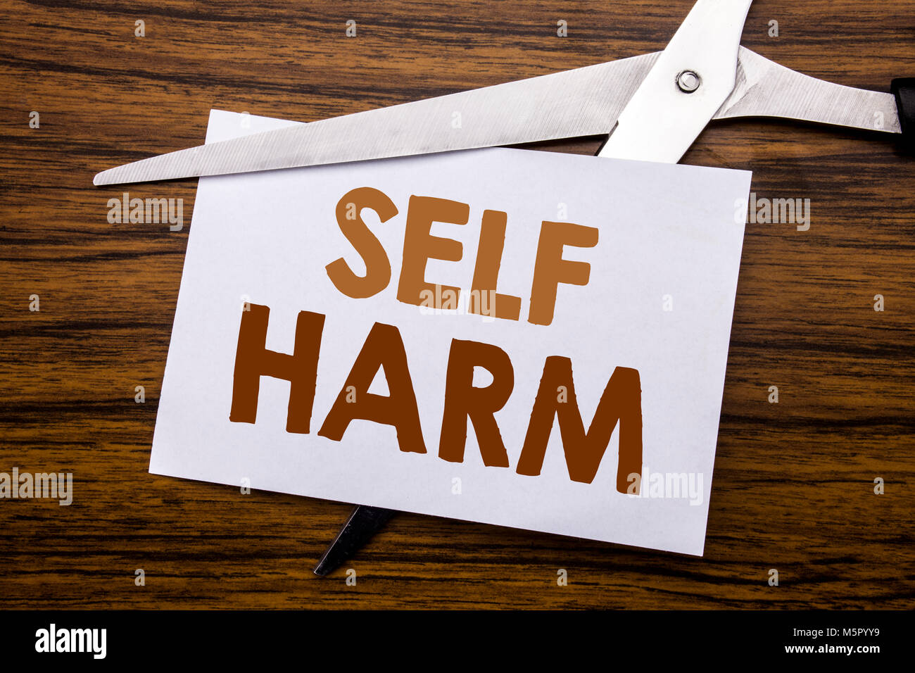 Hand writing text caption inspiration showing Self Harm. Business ...