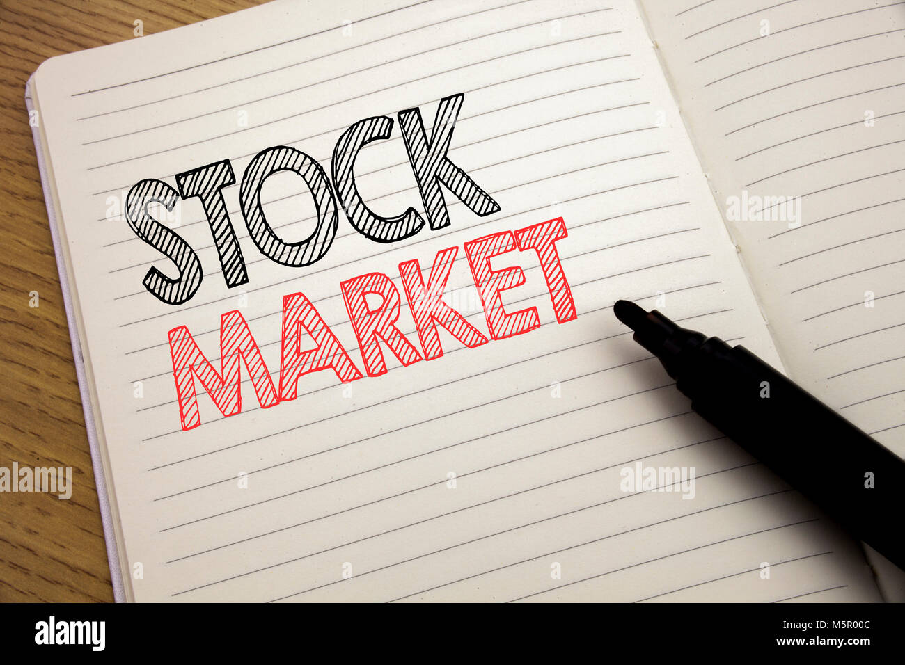 Handwriting Announcement text showing Stock Market. Business concept ...