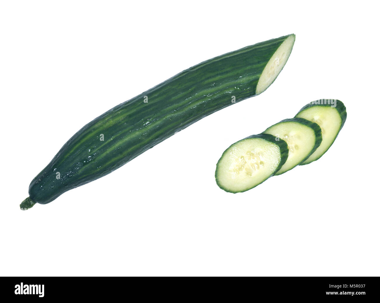 Long fresh english cucumber from greenhouse isolated on white ...