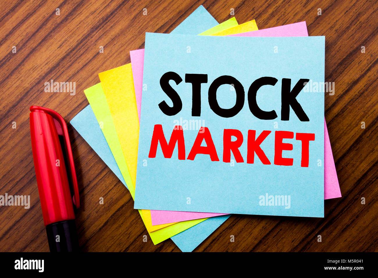 Handwriting Announcement text Stock Market. Concept for Equity Share ...