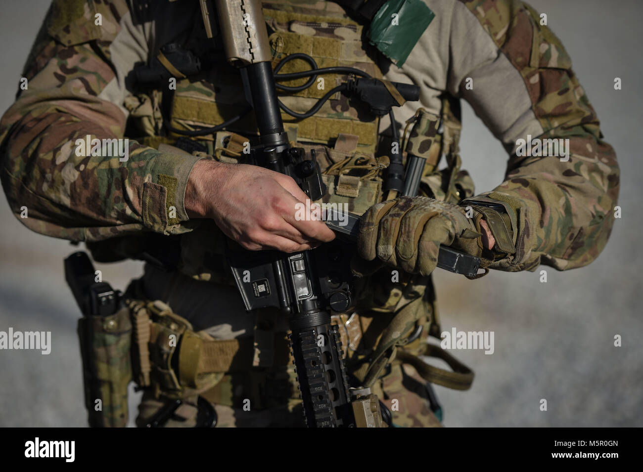 A U.S. Air Force Pararescueman assigned to the 83rd Expeditionary ...