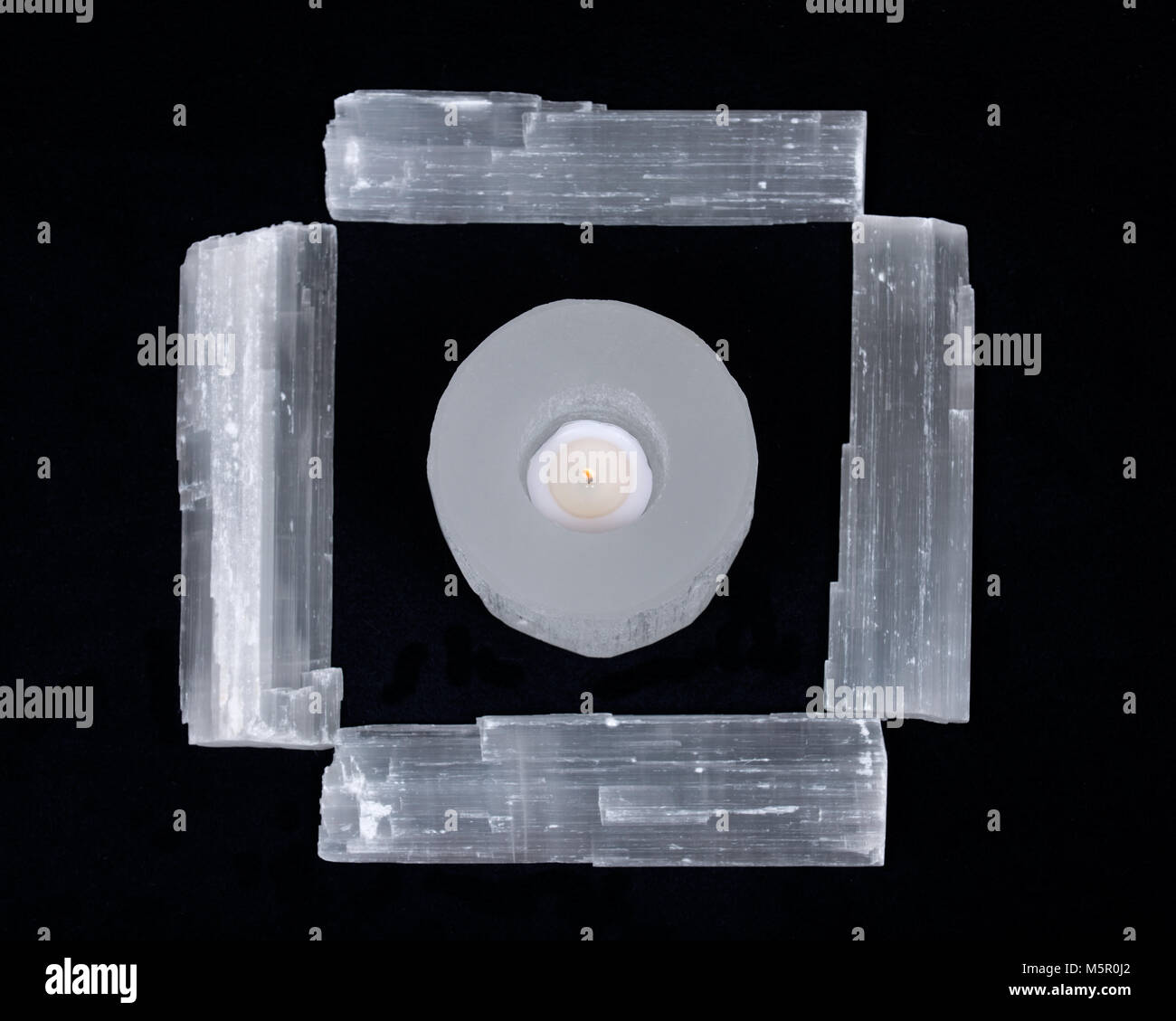 Natural white selenite rods and white selenite cylinder tea light ...