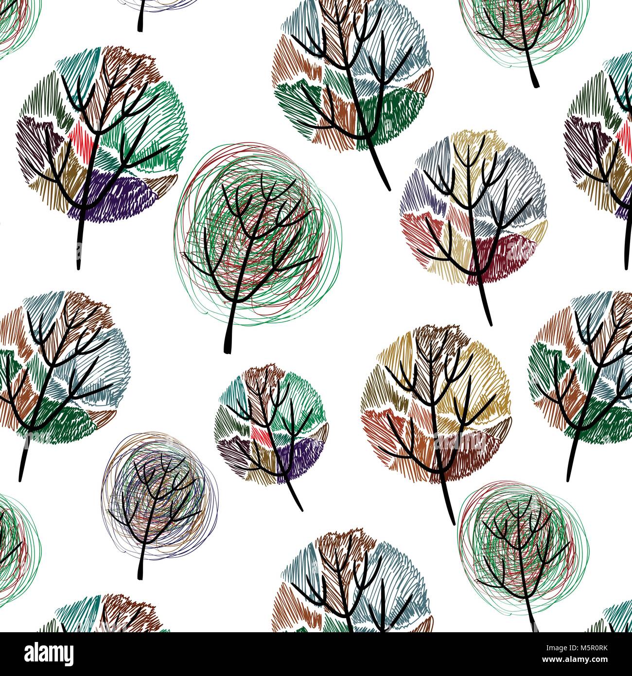 Seamless pattern with colorful trees. Eps 10 Stock Vector Image & Art ...