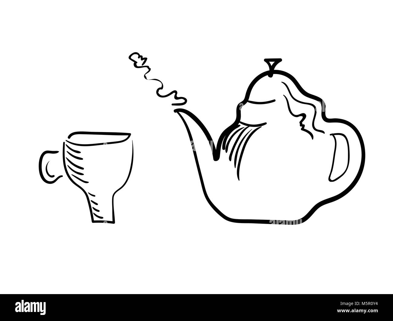 Teapot and cup on white Stock Vector Images - Alamy