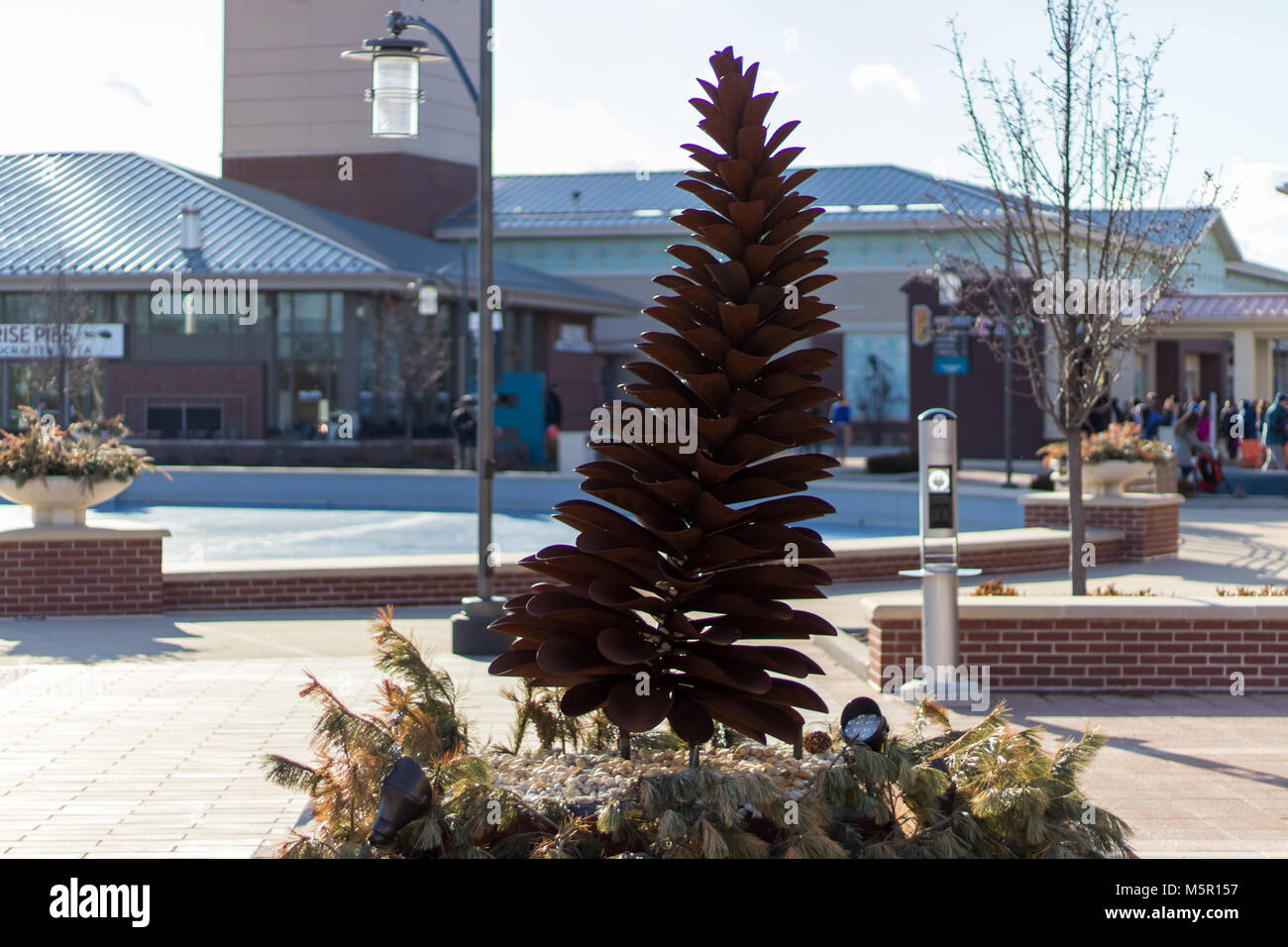 Mall tree with buildings in background Stock Photo - Alamy