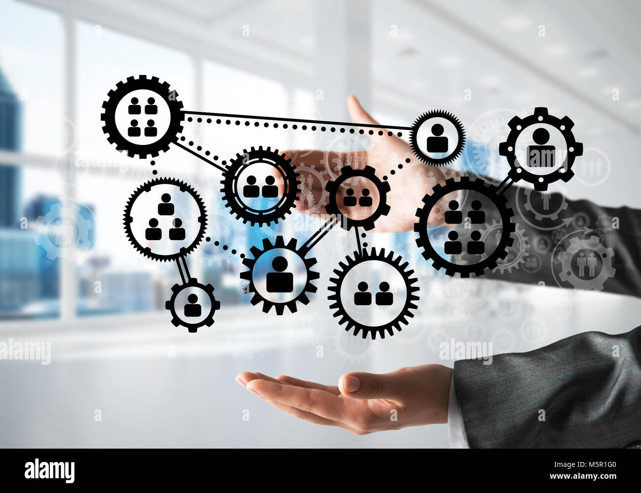 Cogwheels and gears mechanism as social communication concept Stock ...