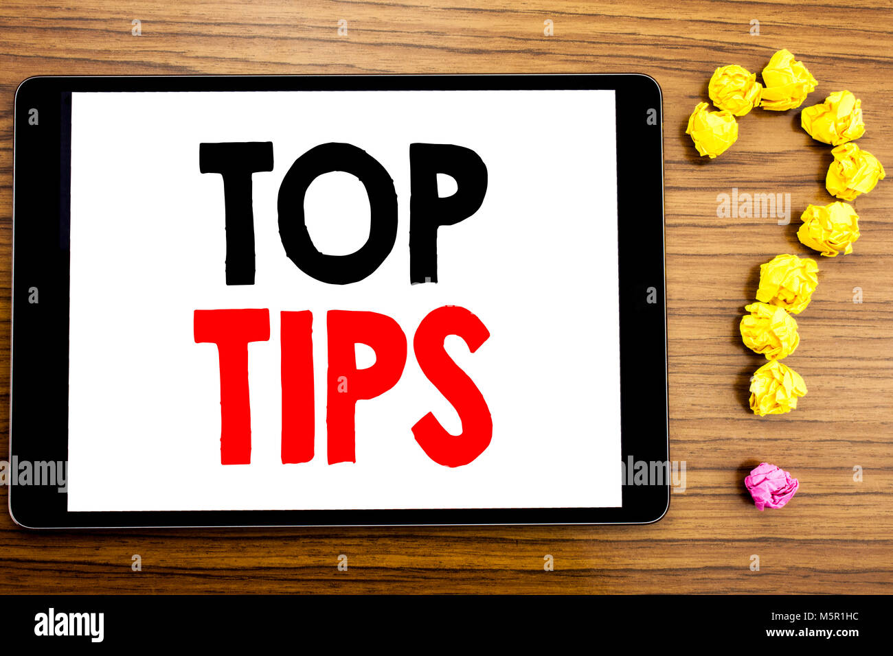 Writing text showing Top Tips. Business concept for Expert Tip Guidance ...