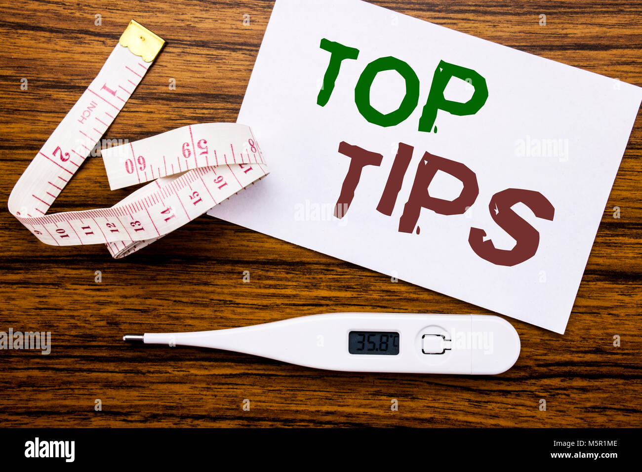 Conceptual hand writing text caption showing Top Tips. Business concept ...