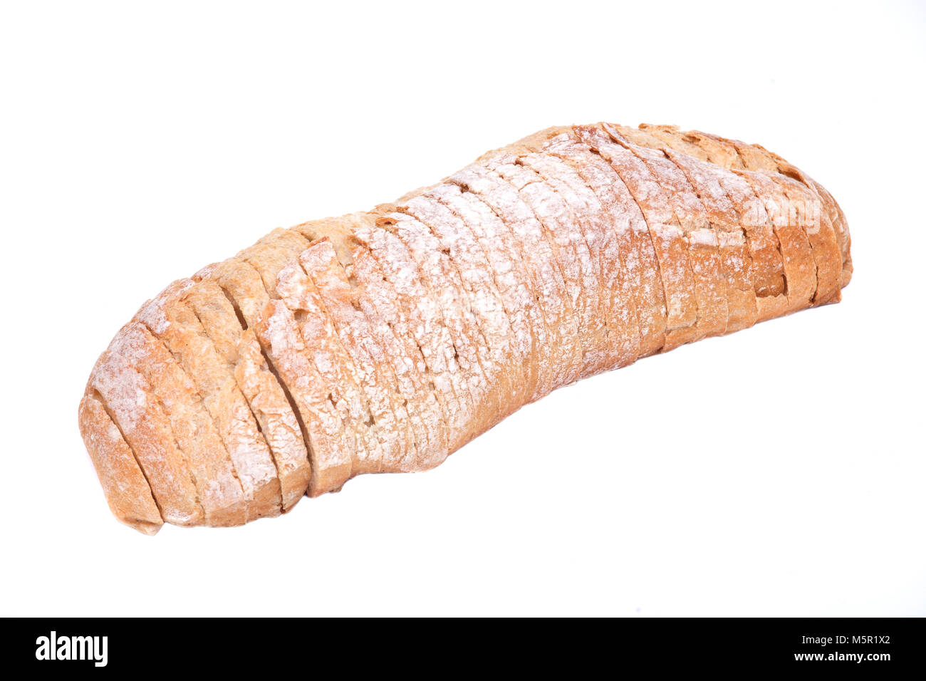 Sliced crusty ciabatta organic italian bread isolated on white ...