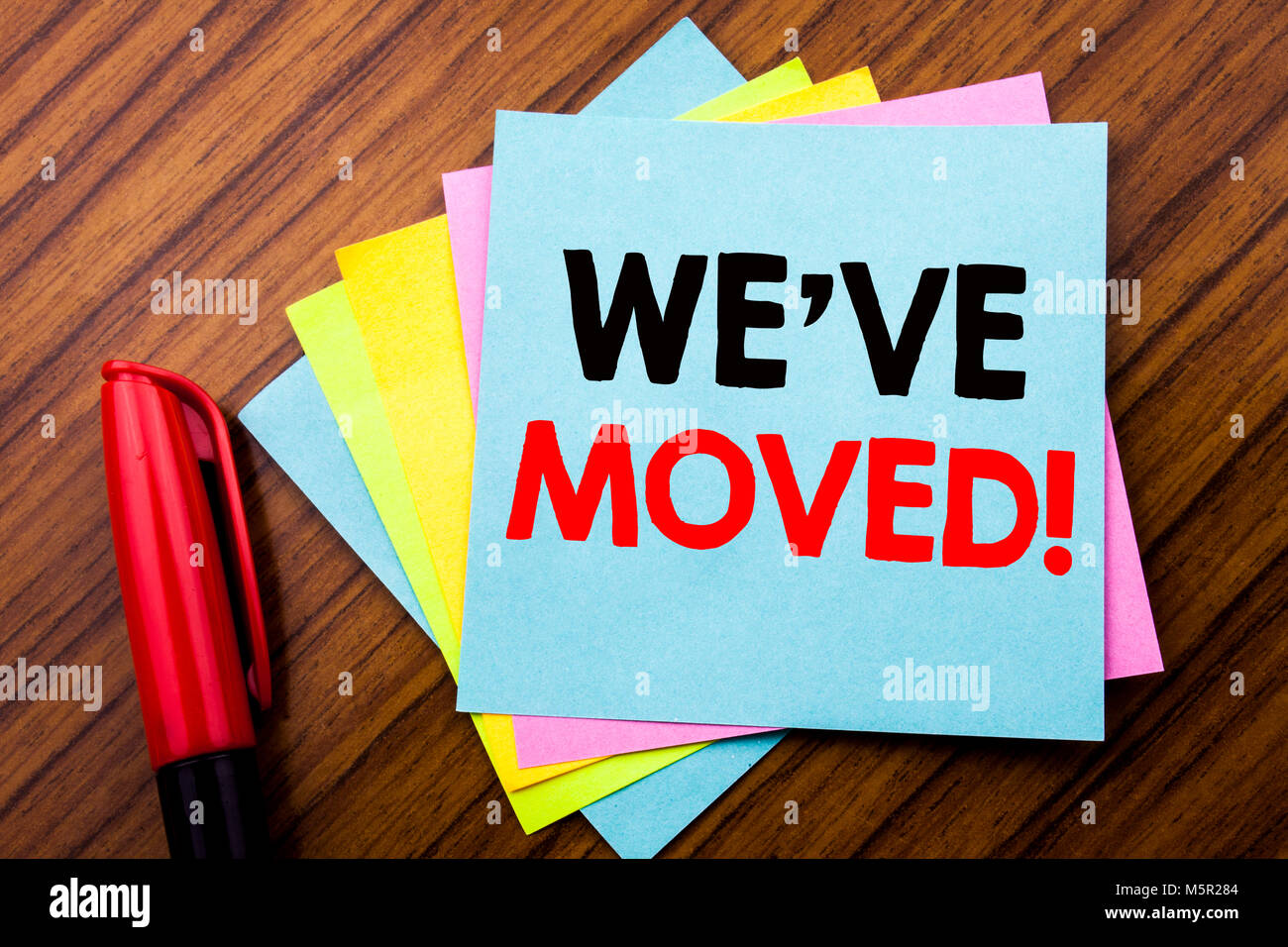 Handwriting Announcement text We Have Moved. Concept for Company ...