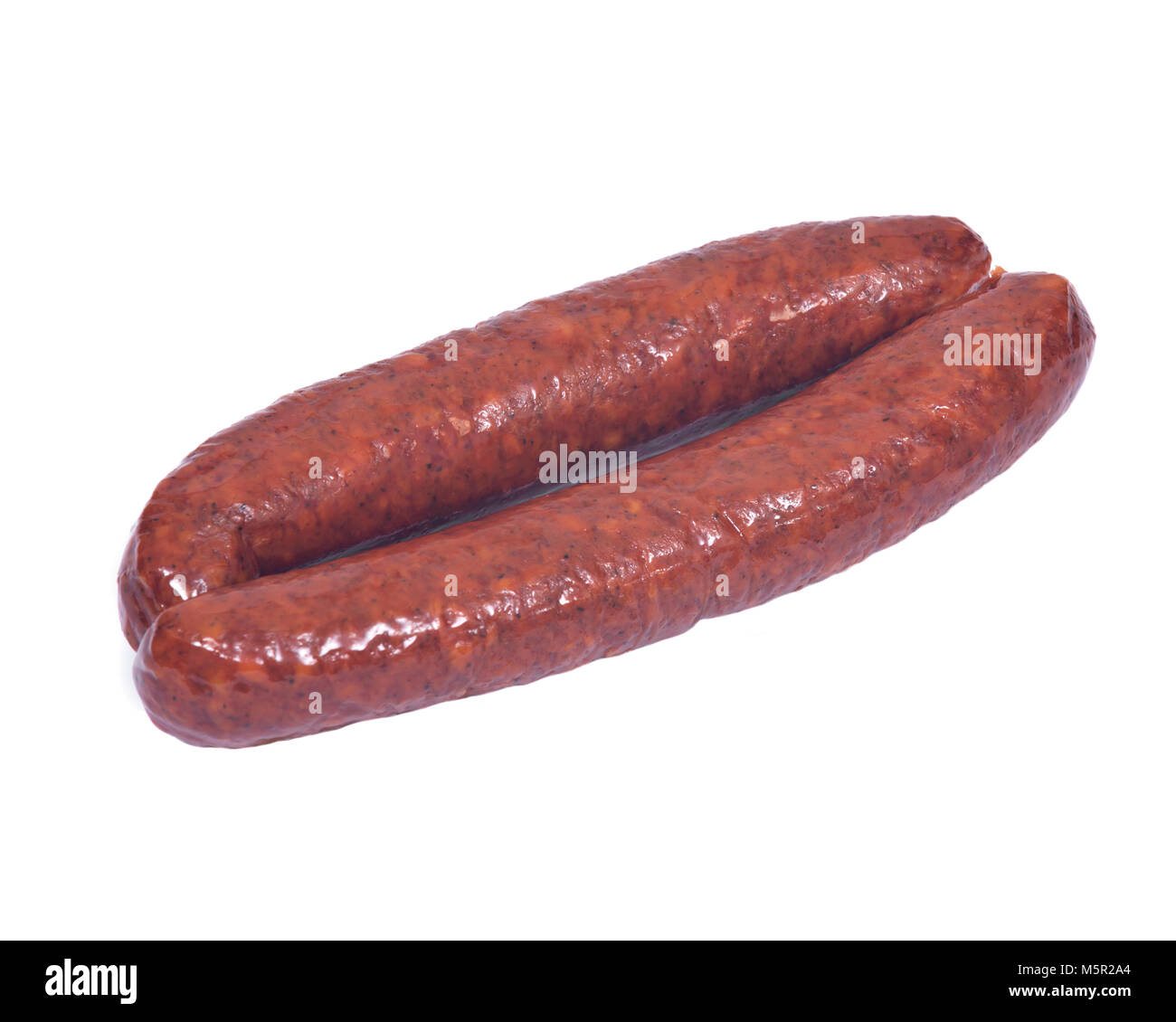 Guylai kolbasz, hungarian smoked sausage isolated on white background ...