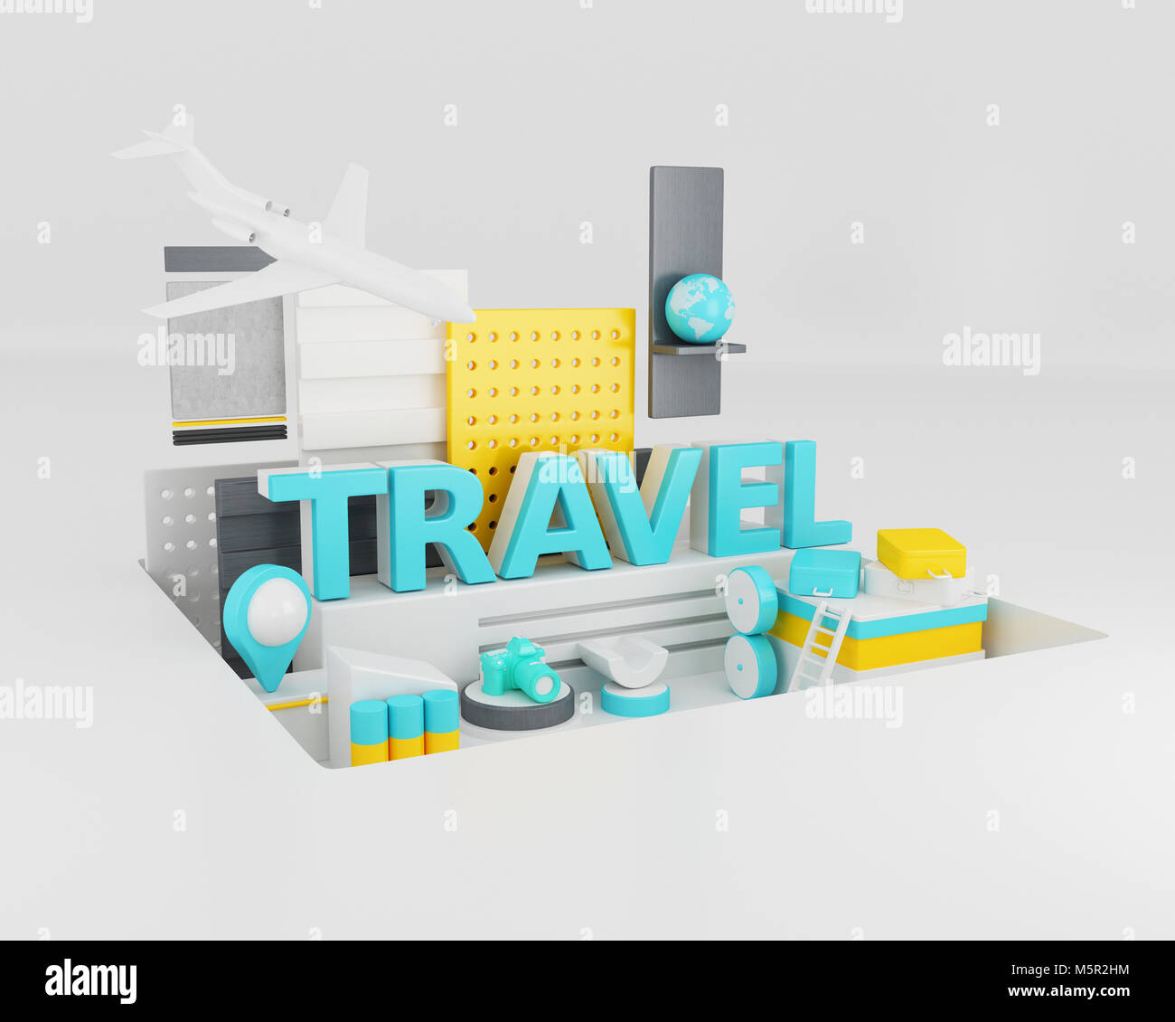 3d illustration. Word travel, design concept. Creative travel idea ...