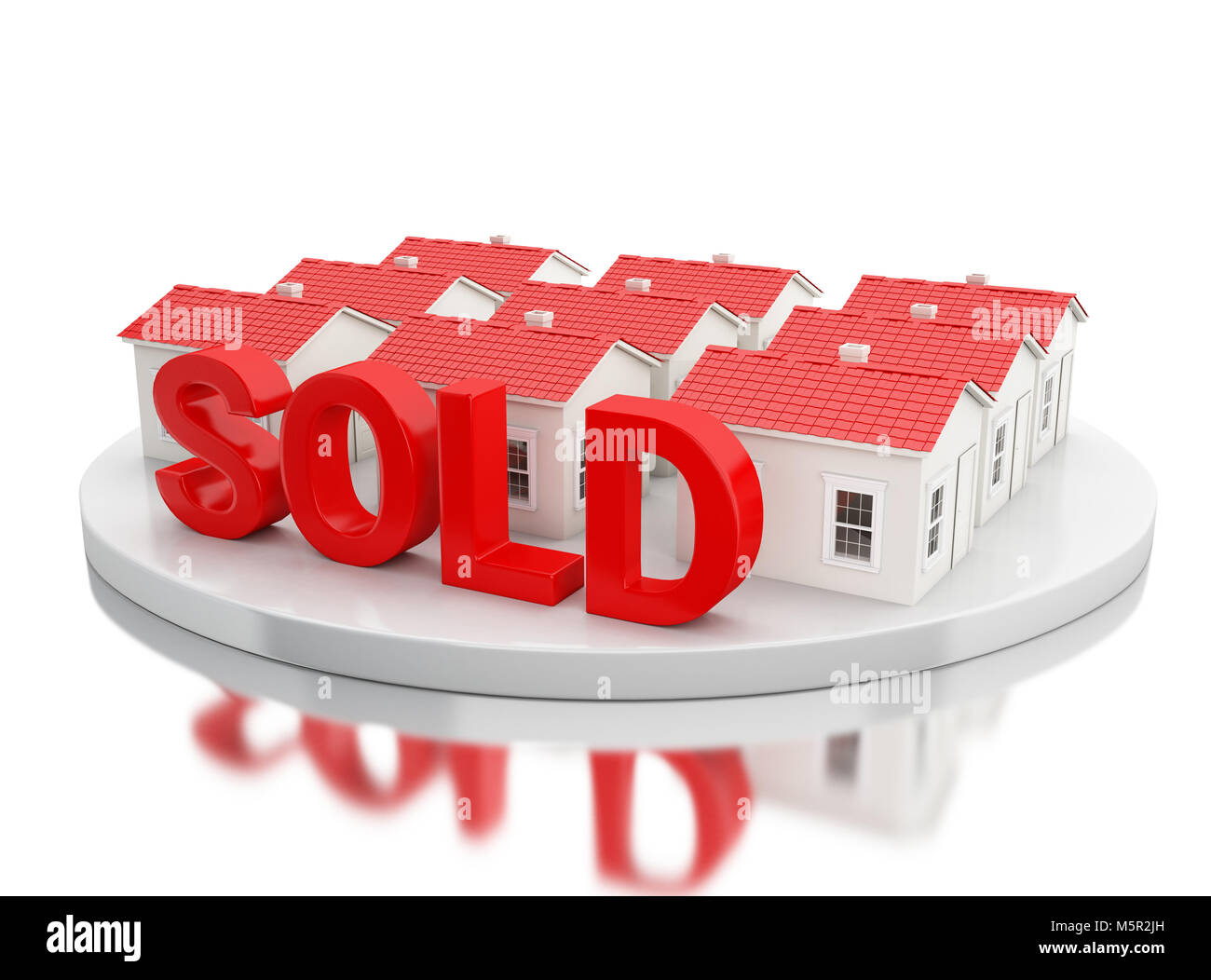 3d illustration. Sold house. Real estate concept. Isolated white ...