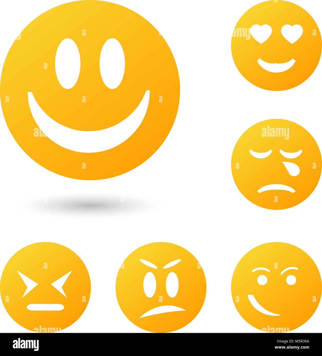 ollection creative cartoon style smiles with different emotions Stock ...