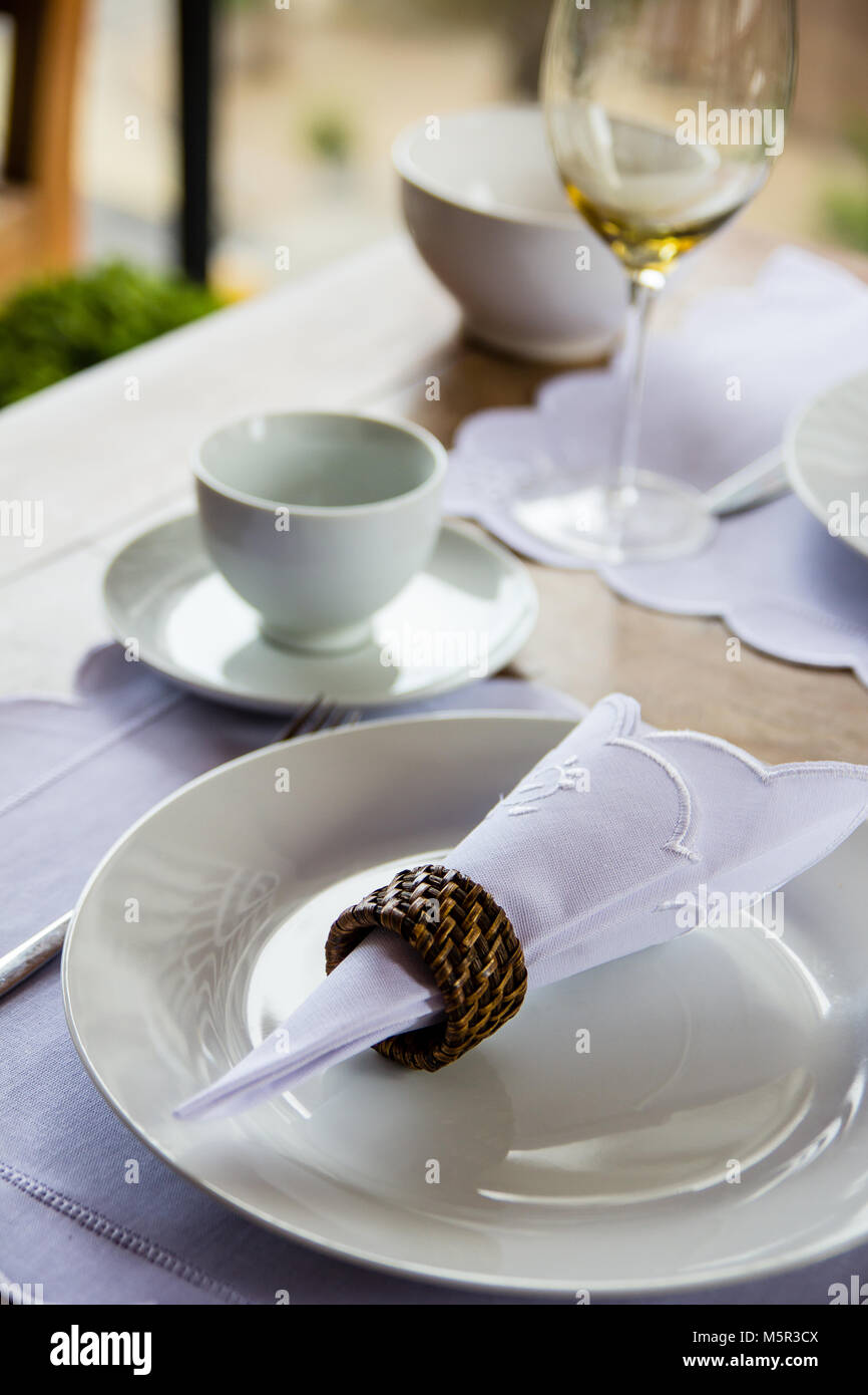 table set up before breakfast Stock Photo - Alamy