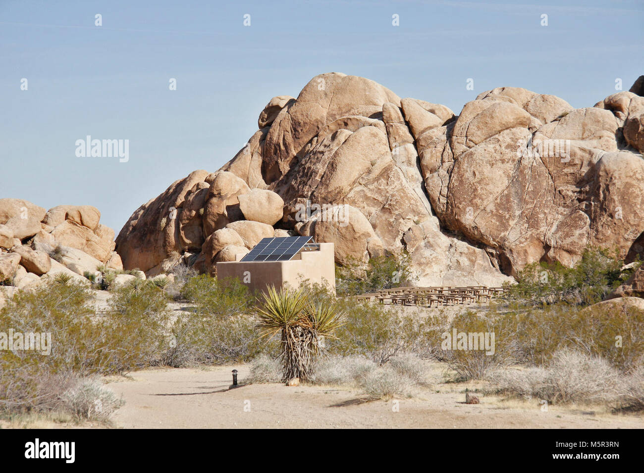 Indian Cove Campground amphitheater and solar panels; Twentynine Palms ...
