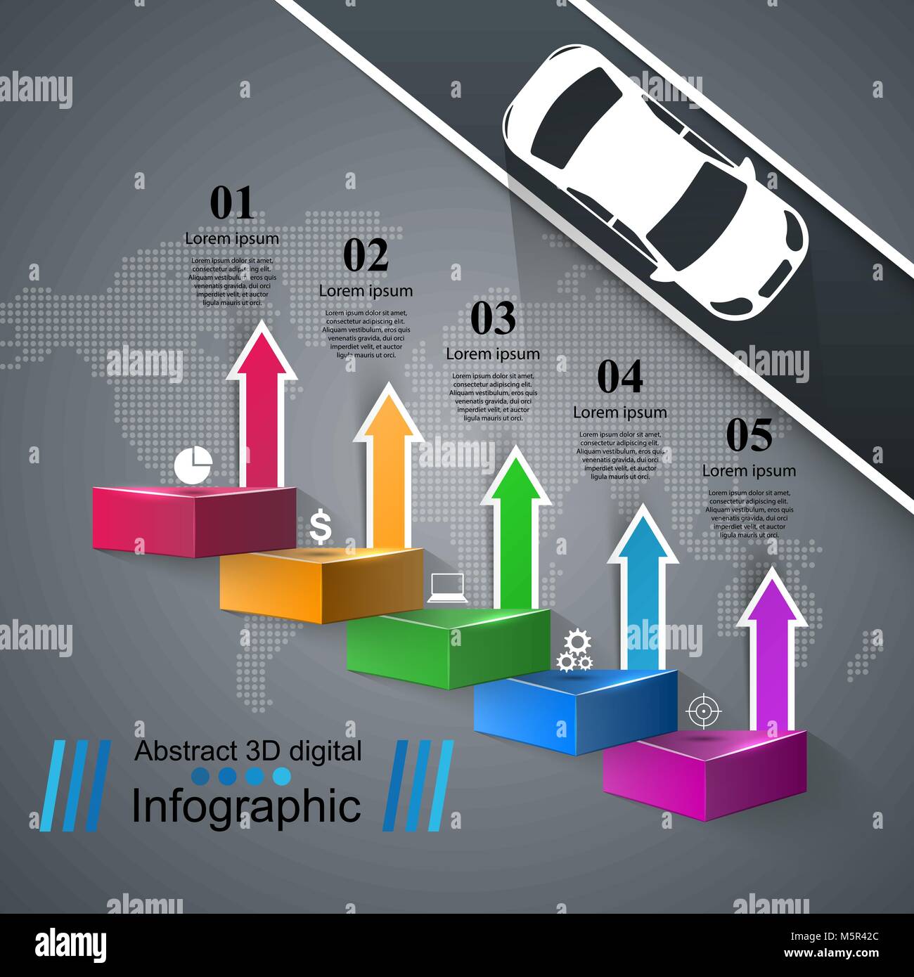 Road infographic design template and marketing icons. Car icon Stock ...